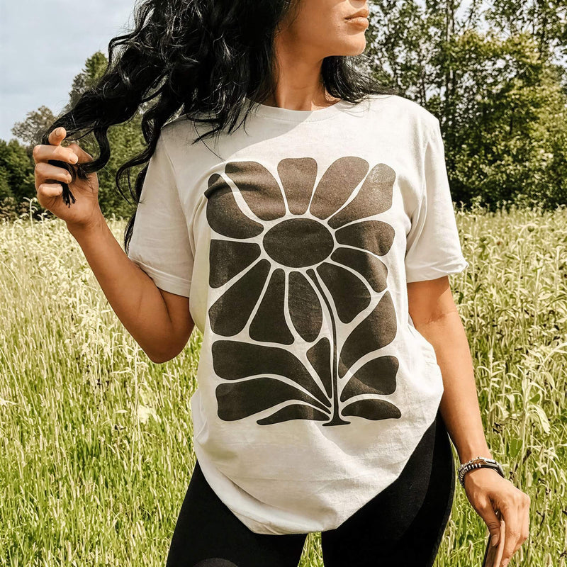 Black Retro Flower Tee | Shop Mountain Moverz T-Shirts